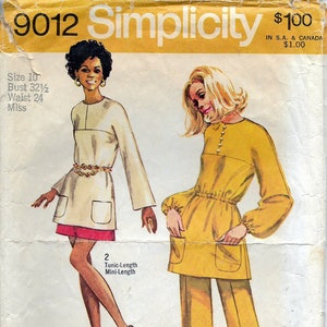 Vintage 1970 Simplicity 9012 Retro Tunic Pants & Mini-skirt - Etsy