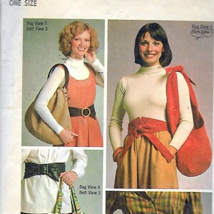 1975 Simplicity 7018 Misses Retro Belts & Bags Sewing Pattern One Size ...