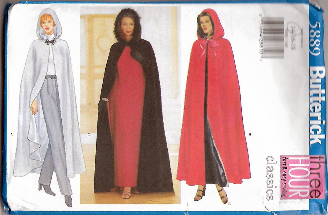 1998 Butterick 5889 Misses' Cape Sewing Pattern Size 14 18 Bust 36 40 ...
