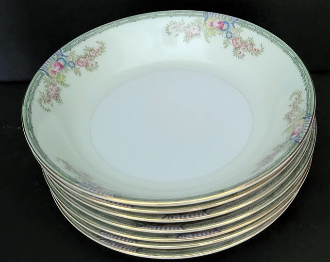 7 Vintage 1930's Grace China Floral Pattern Coupe Soup Bowls Made in ...