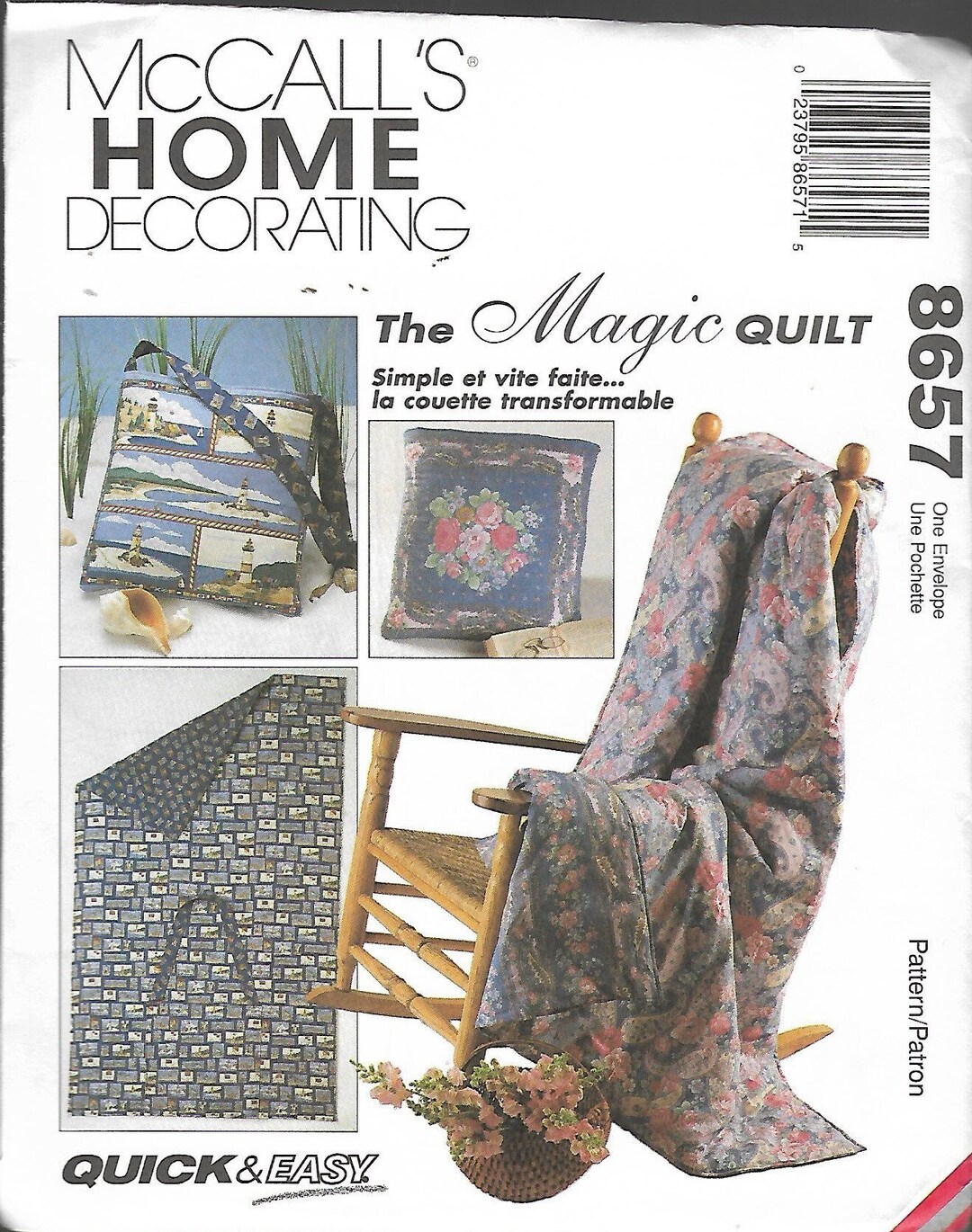 1997 Mccall's 8657 the Magic Quilts Package 36”x45” and 42”x70” Folds ...