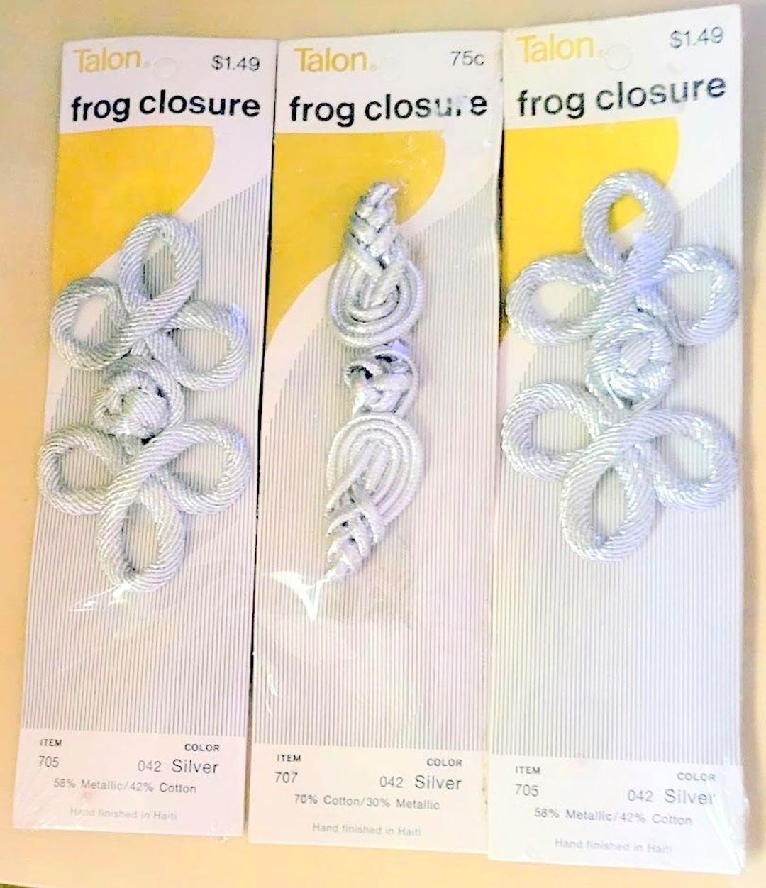 1972 Talon 3 FROG CLOSURE Silver Metallic 042 Item 705 & 707 UNUSED ...