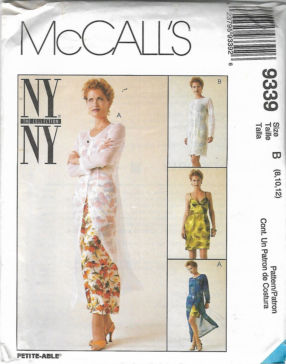 1998 Mccall's 9339 NY the Collection Misses Dress & Slipdress Both in ...