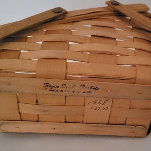 1997 Royce Craft Signed & Dated Hand Woven Sleigh Basket With Handles ...