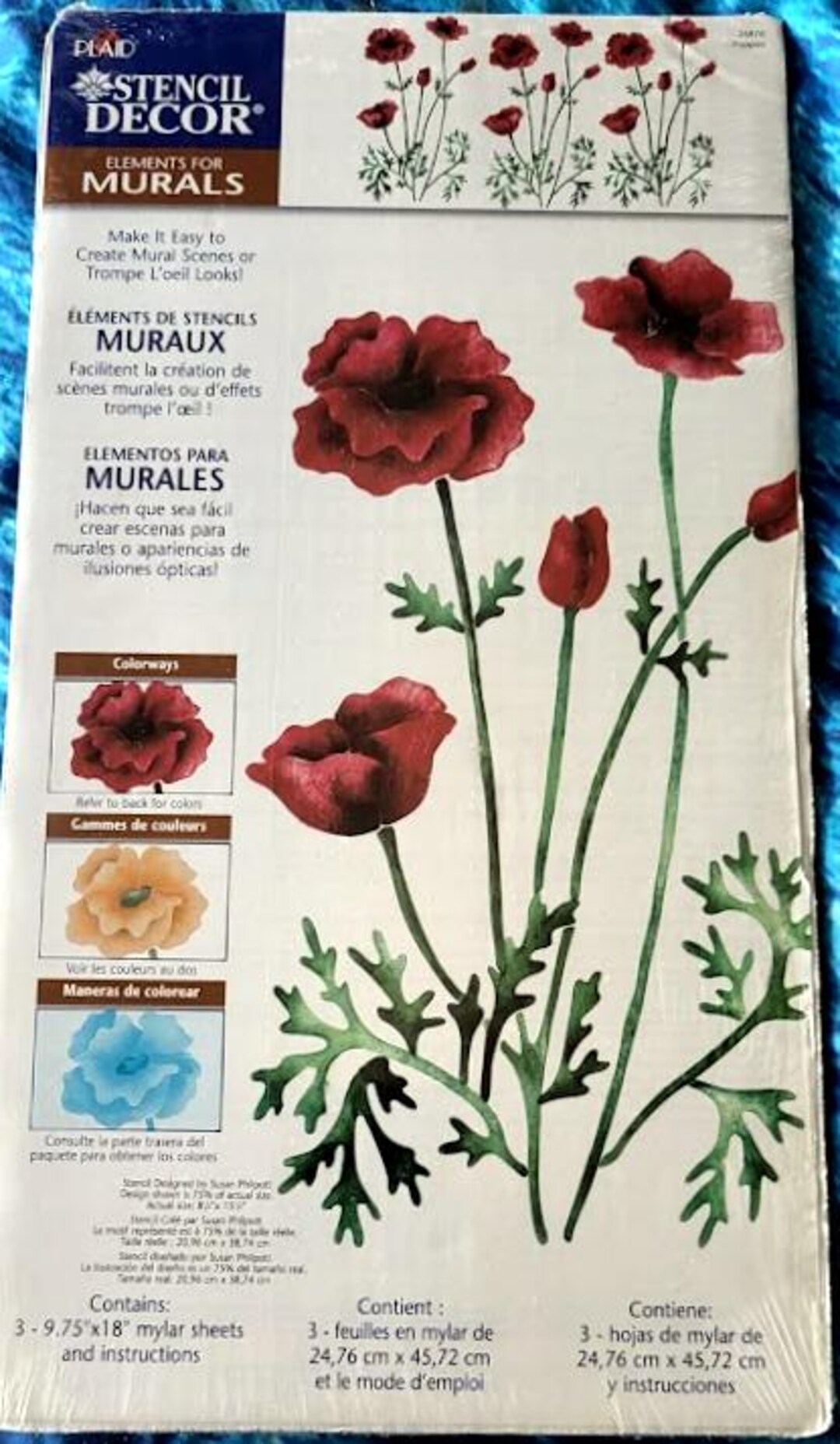 1998 Plaid Stencil Decor Elements for Murals or Tromp L'oeil Poppies ...
