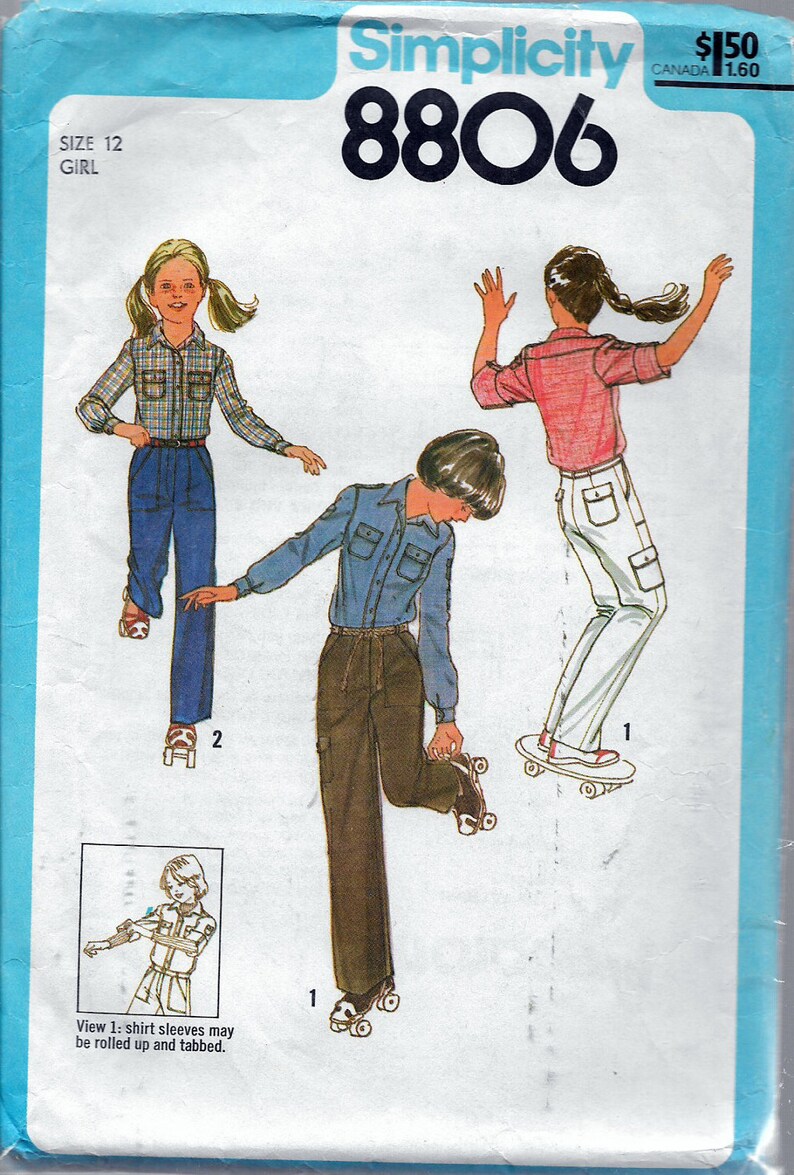Vintage 1978 Simplicity 8806 Retro Girl's Shirt & Cargo | Etsy