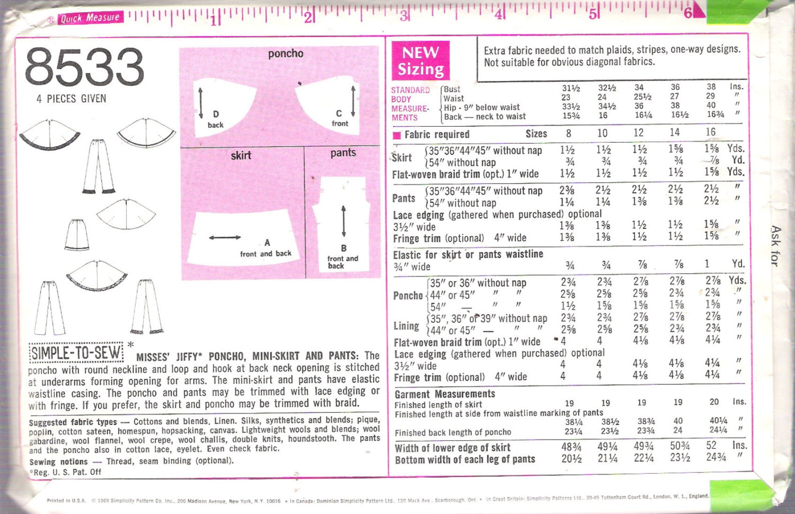 Vintage 1969 Simplicity 8533 Misses' Mod Mini Skirt - Etsy