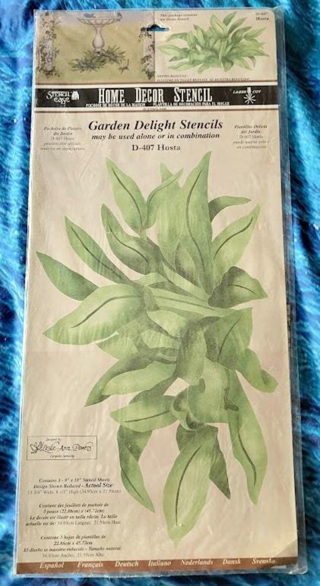 1998 Stencil Ease Garden Delight Stencil D-407 Hosta Designed by Leslie ...
