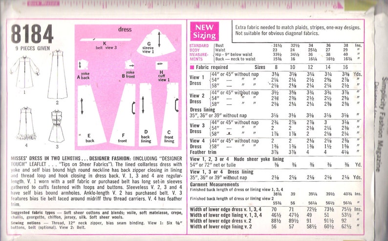 Vintage 1969 Simplicity 8184 Designer Fashion Mod Dress In Two | Etsy