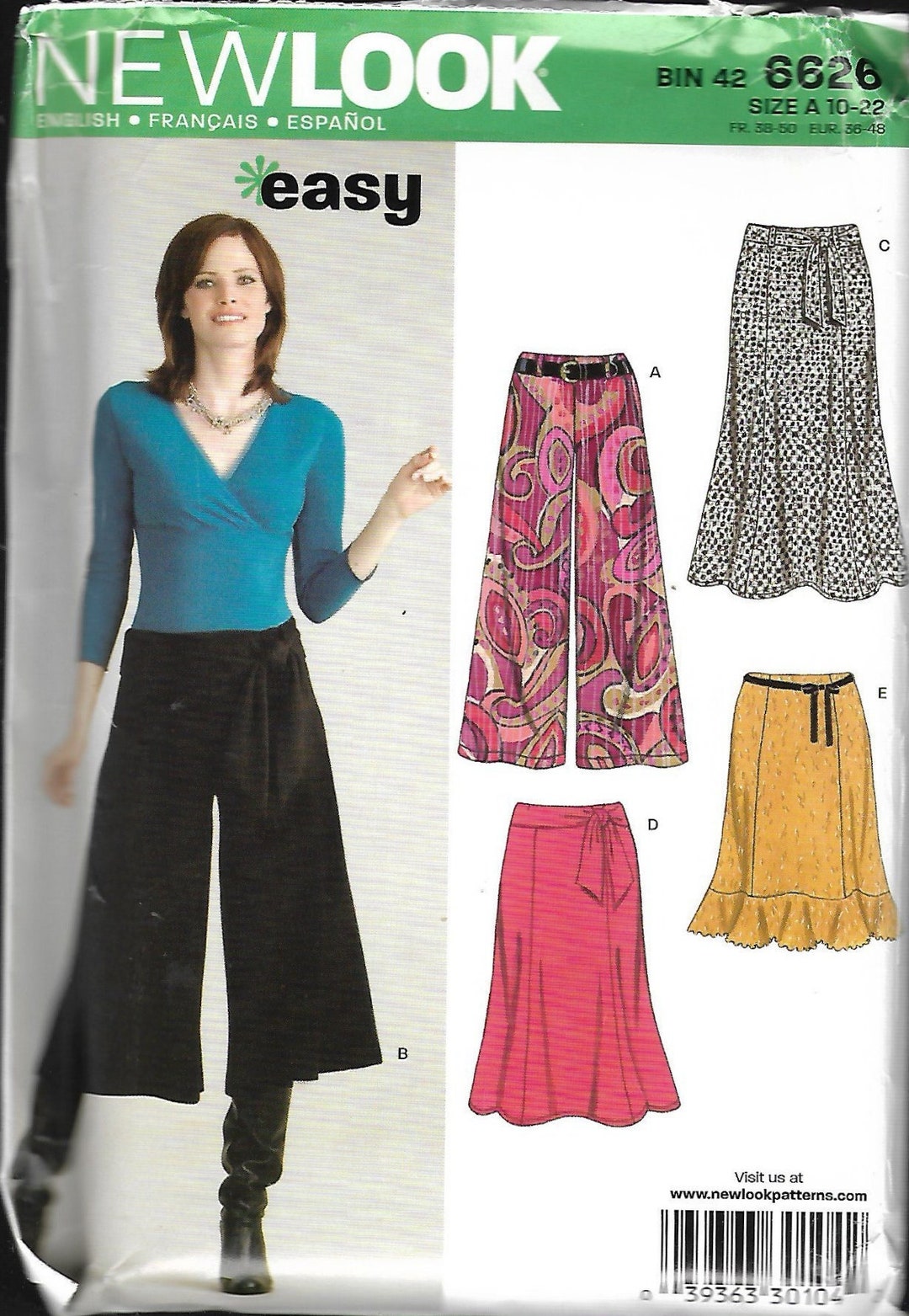 2006 New Look 6626 Knit Pants Gauchos Culottes & Skirts - Etsy