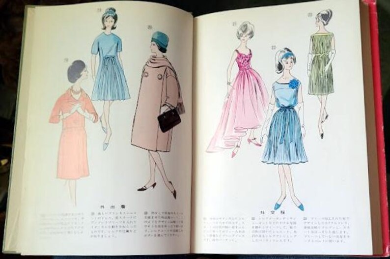 2 1962 Japanese Bunka Fashion College Vol 1 & 2 Dressmaking Drafting HB ...