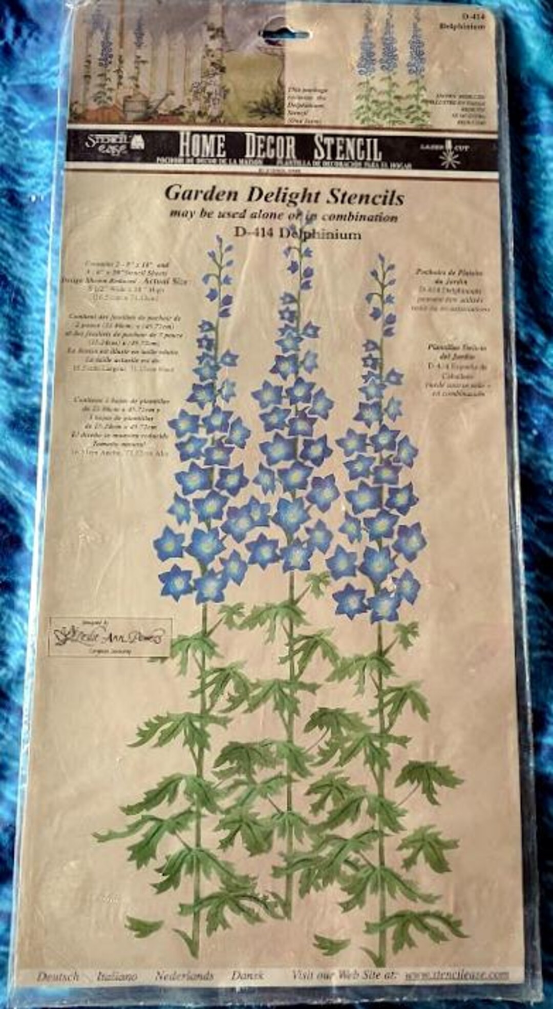 1998 Stencil Ease Garden Delight Stencil D-414 Delphinium Designed by ...