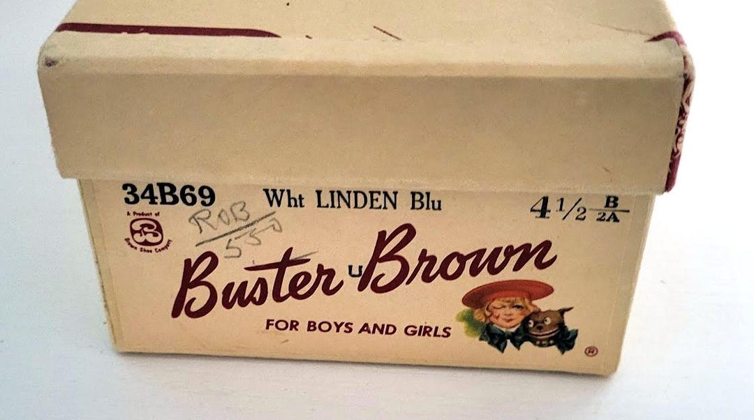 Vintage 1950's Buster Brown for Boys & Girls 34 B69 Wht. Linden Blu ...