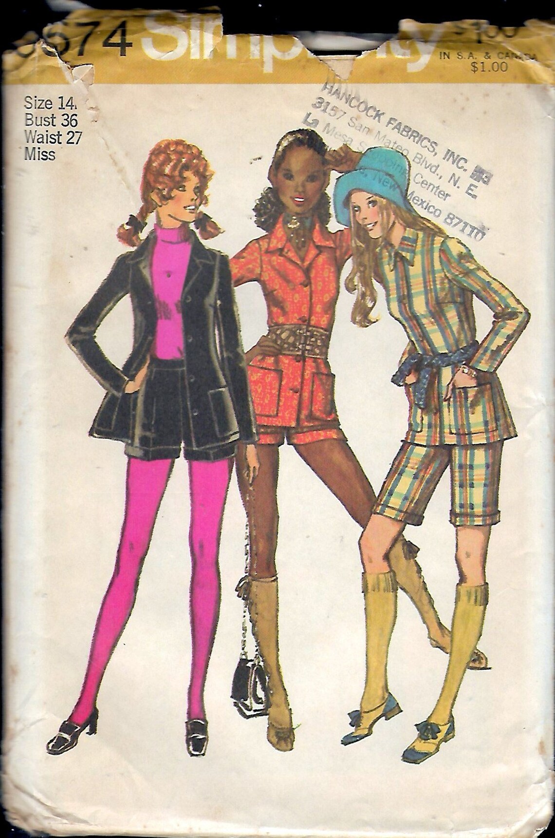 Vintage 1971 Simplicity 9574 Misses Retro Shirt-blouse Shorts - Etsy