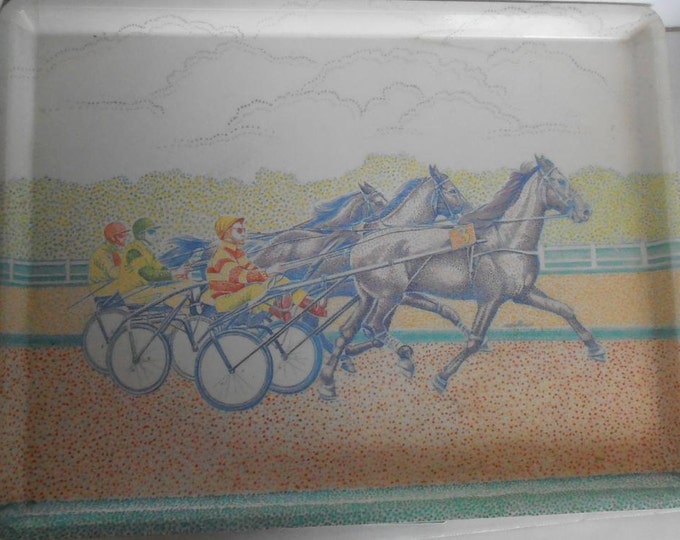 Vintage Racing, ALPAC France Serving Tray Trotting, Horse, Sulkies ...