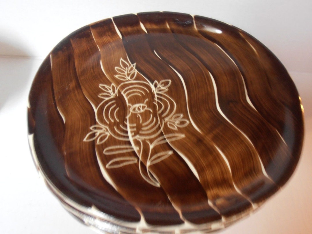 Purinton Pottery Intaglio 9 5/8 Plate Hand Painted Mid Century Brown ...