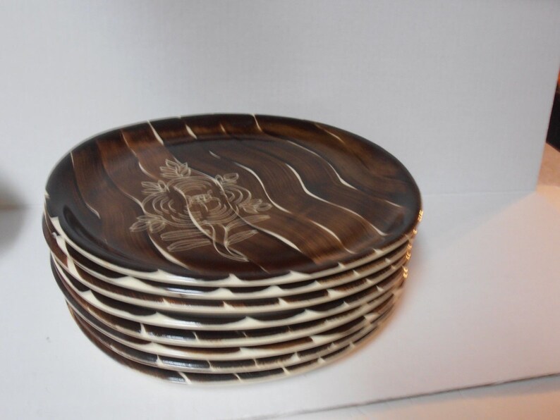 Purinton Pottery Intaglio 9 5/8 Plate Hand Painted Mid Century Brown ...