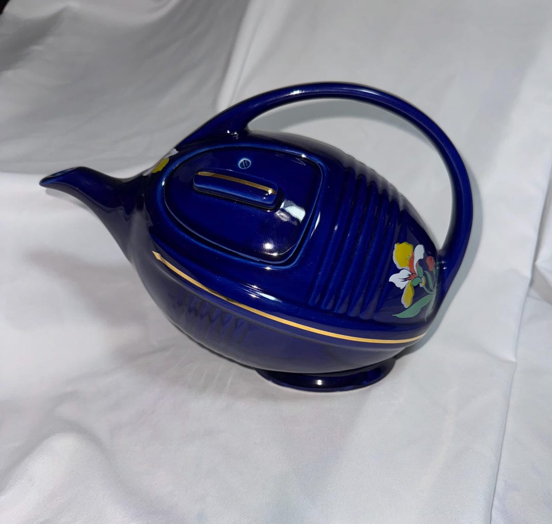 Hall China "blue Blossom" Football Teapot - Etsy