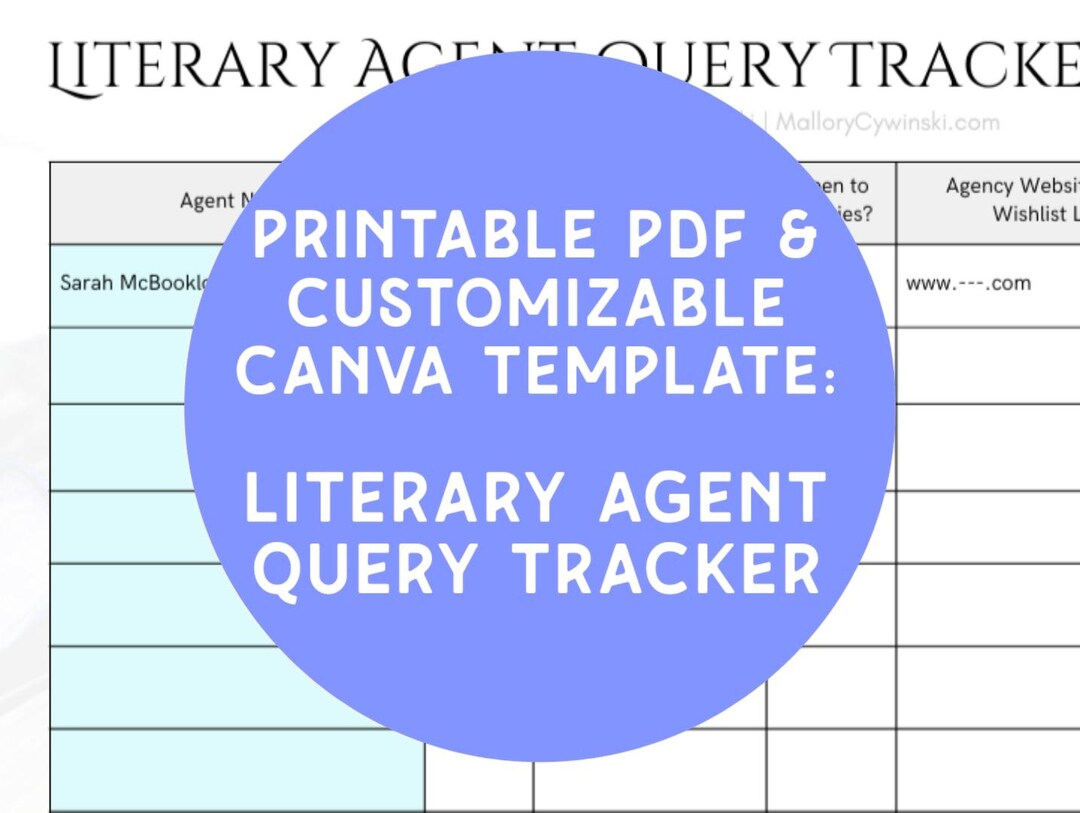 Customizable Tracker for Literary Agent Query Letters, Editable Canva ...