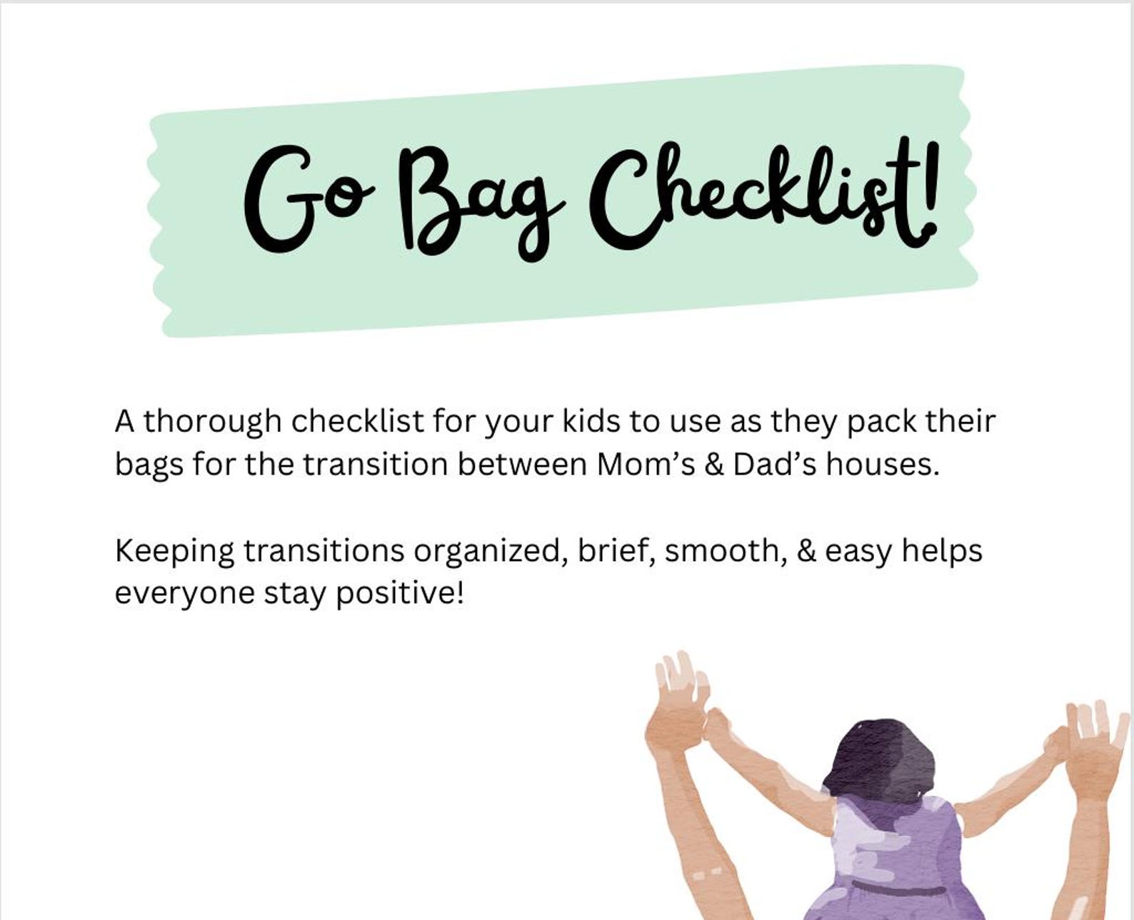 Child Custody Exchange Checklist, PDF & Canva Template, Coparenting ...