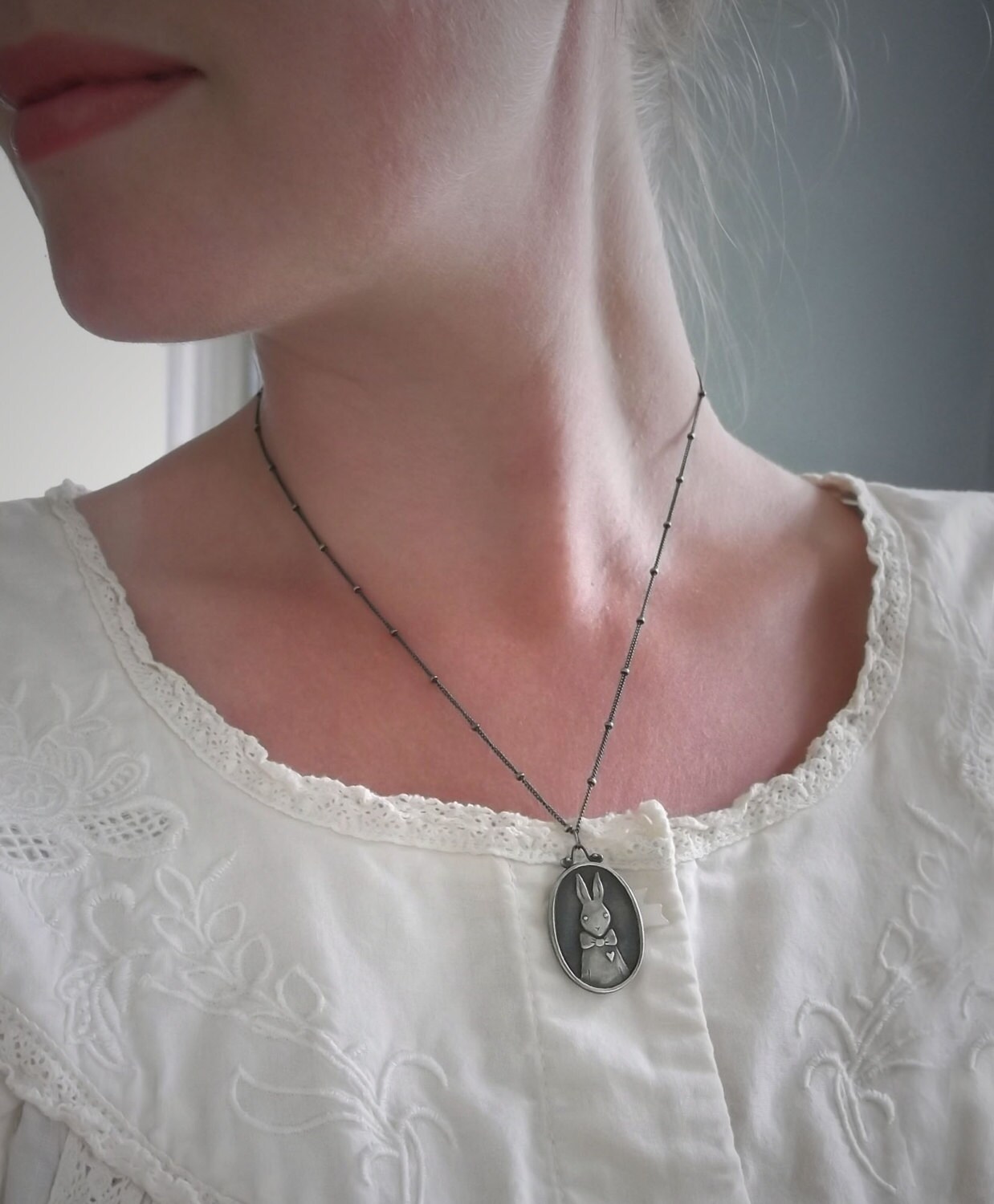 Sterling Silver Rabbit Heart Necklace - Etsy