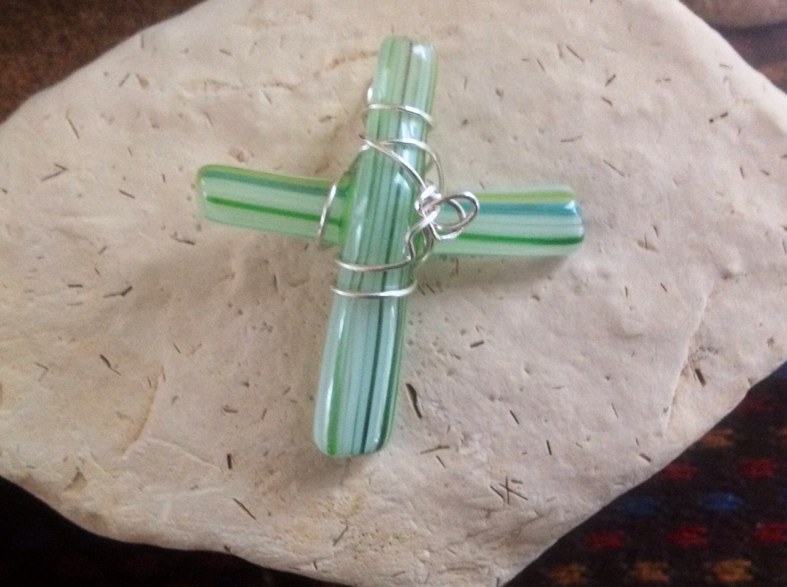 Fused Glass Pendant Cross - Etsy