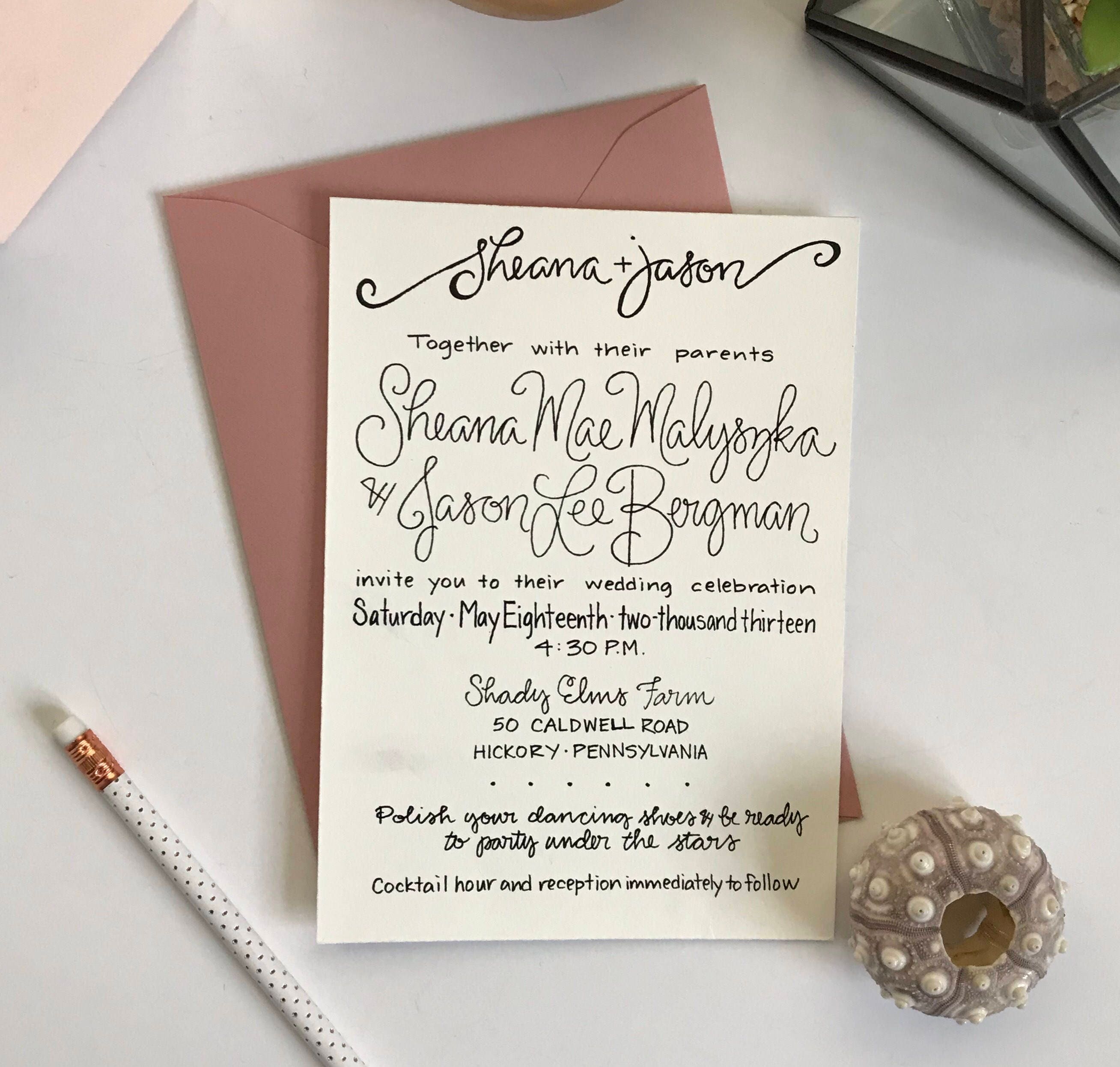Modern Calligraphy Wedding Invitations . Modern Calligraphy - Etsy