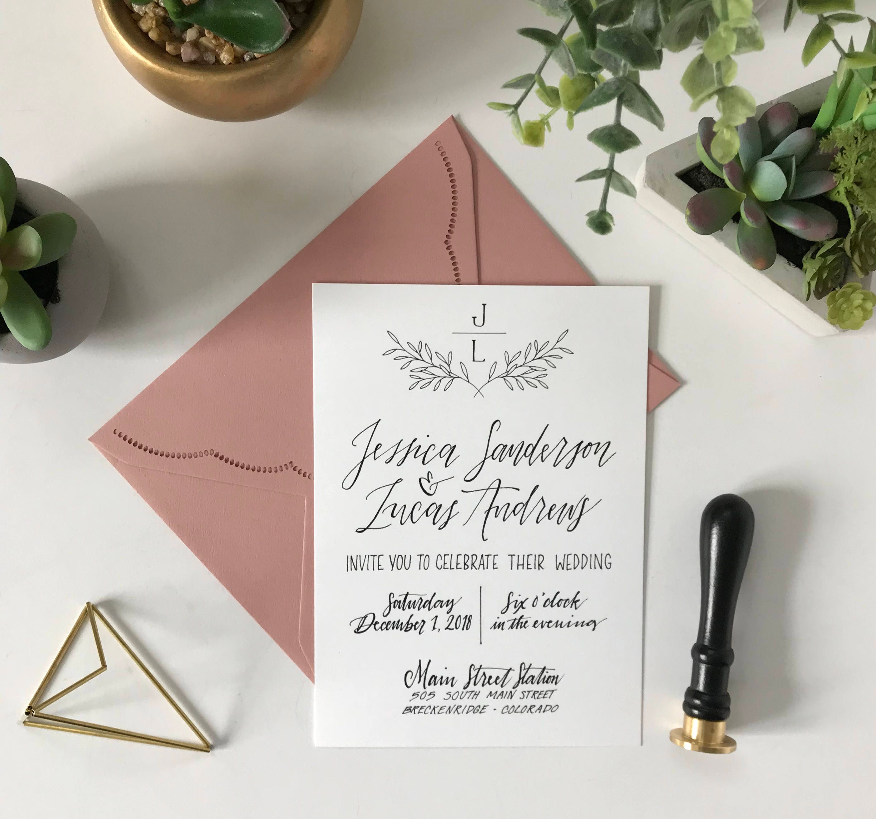 Modern Initials Wedding Invitation . Modern Monogram Wedding - Etsy