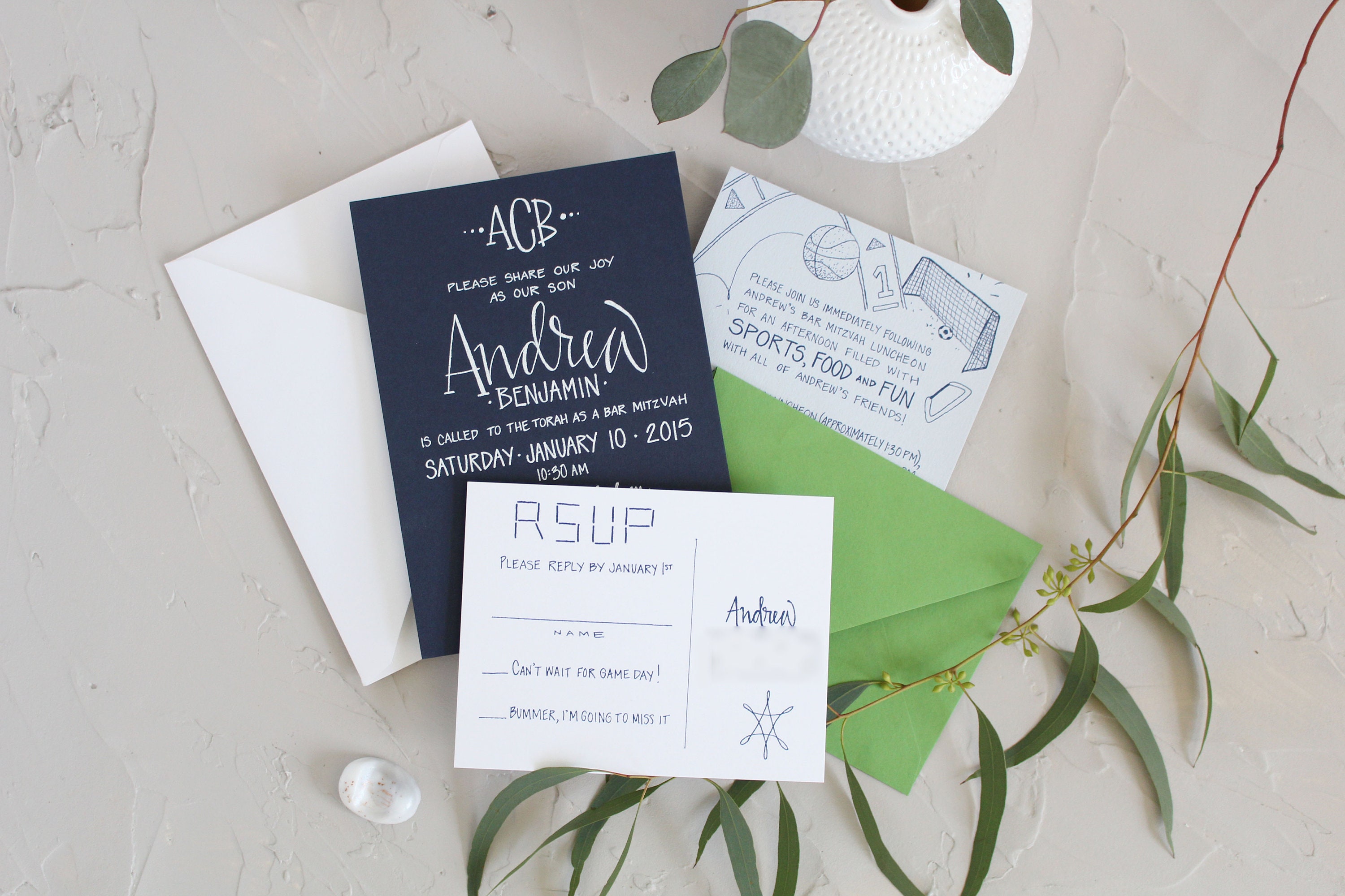 Sports Bar Mitzvah Invitation . Navy Bar Mitzvah Invitation . Boy ...