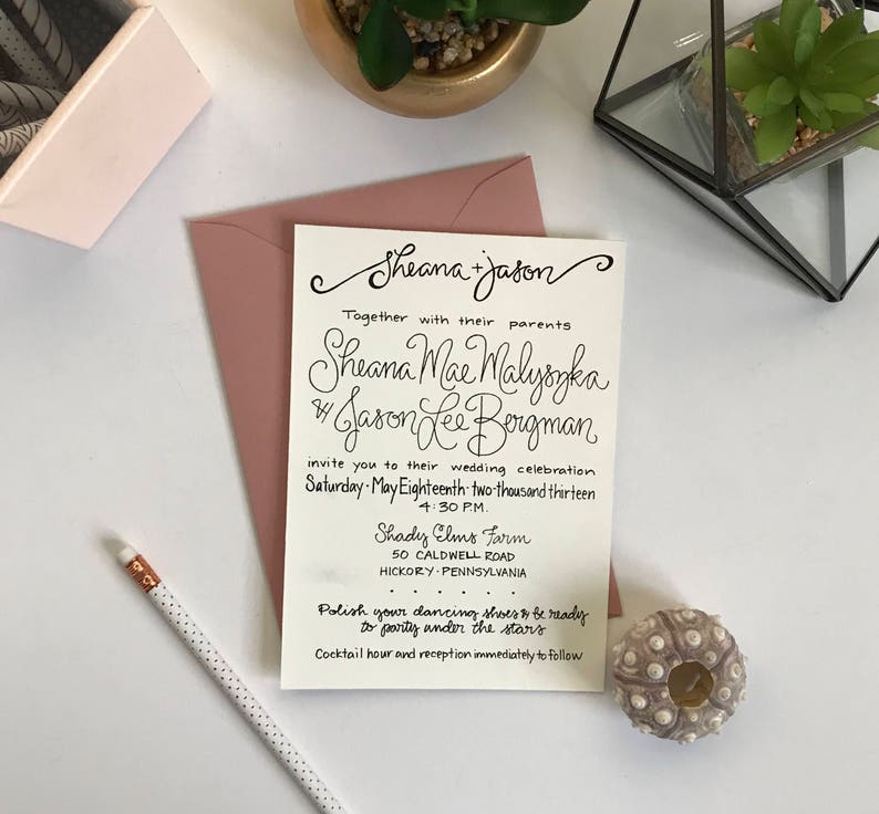 Modern Calligraphy Wedding Invitations . Modern Calligraphy | Etsy