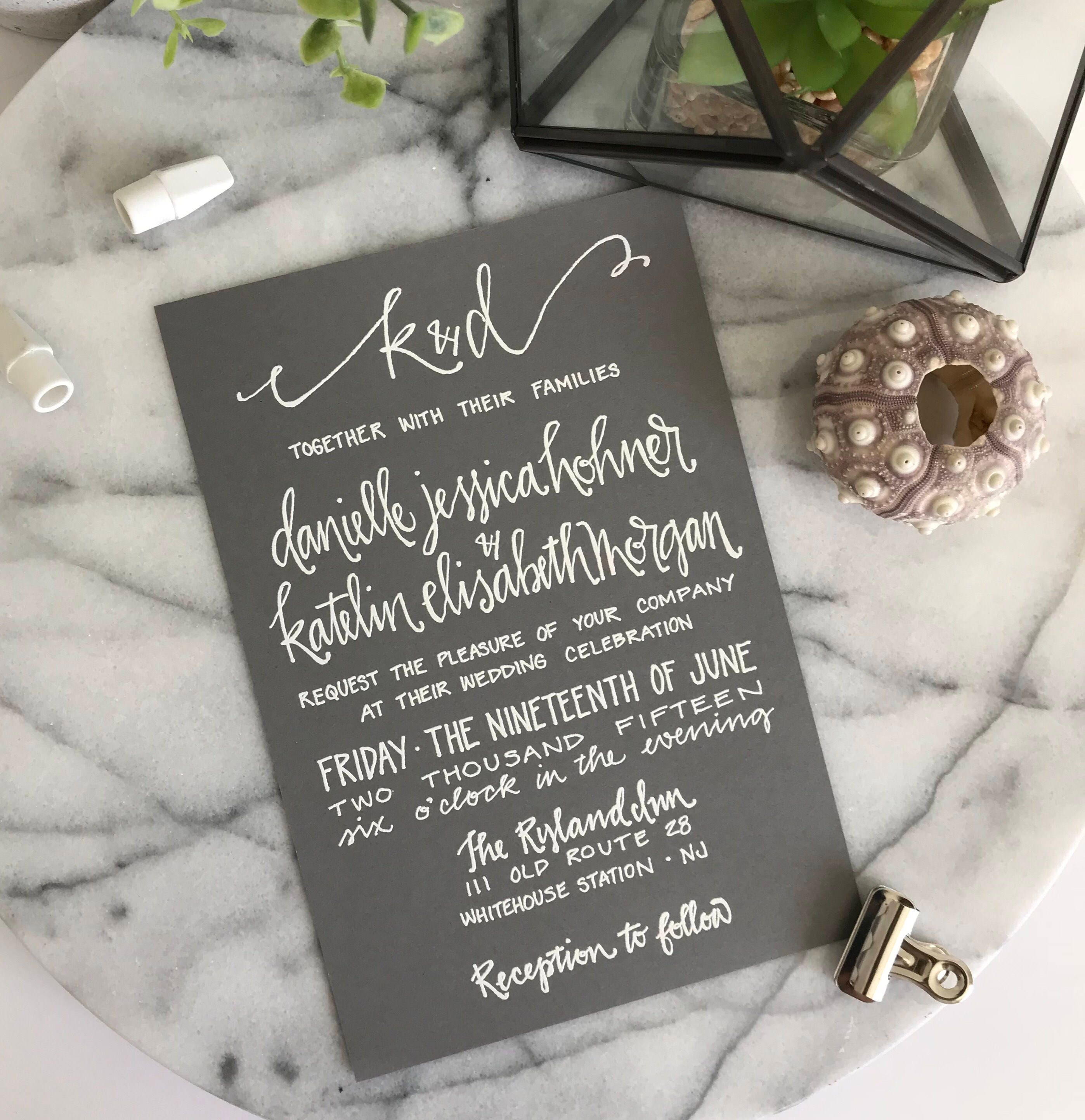 Modern Gray Wedding Invitation . Gray Wedding Invite . Grey | Etsy