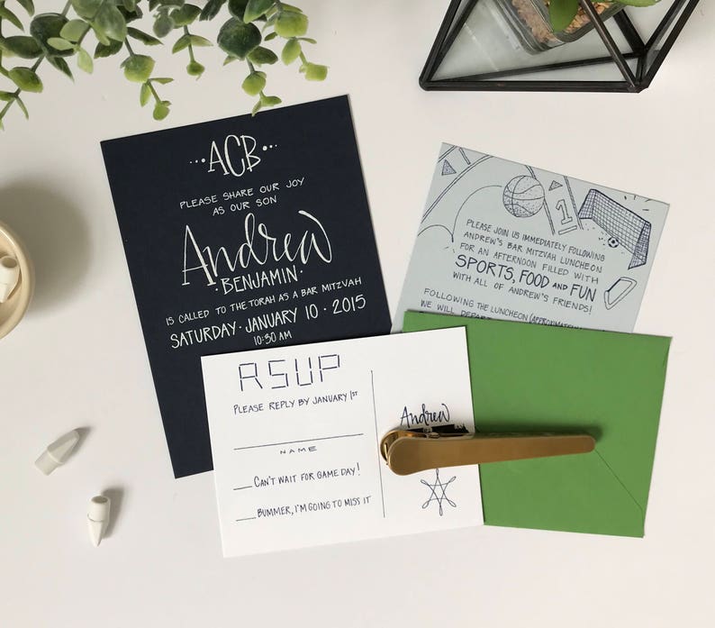 Sports Bar Mitzvah Invitation . Navy Bar Mitzvah Invitation . Boy ...