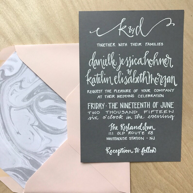 Modern Gray Wedding Invitation . Gray Wedding Invite . Grey - Etsy