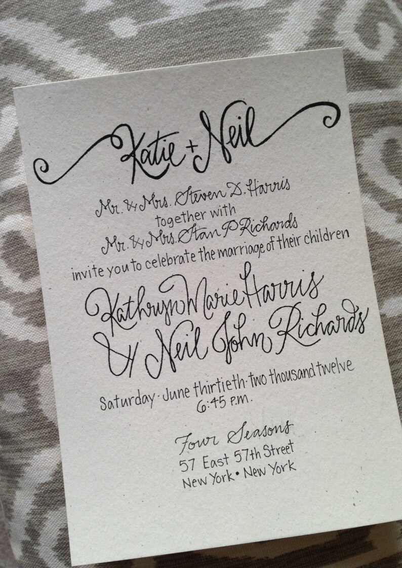 Calligraphy Wedding Wedding Caligraphy Caligraphy Cards - Etsy