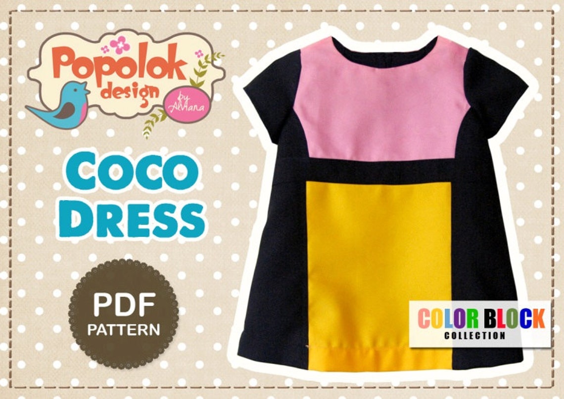 COCO Dress PDF Pattern & Tutorial - Color Block Baby Dress - 4 Sizes ...