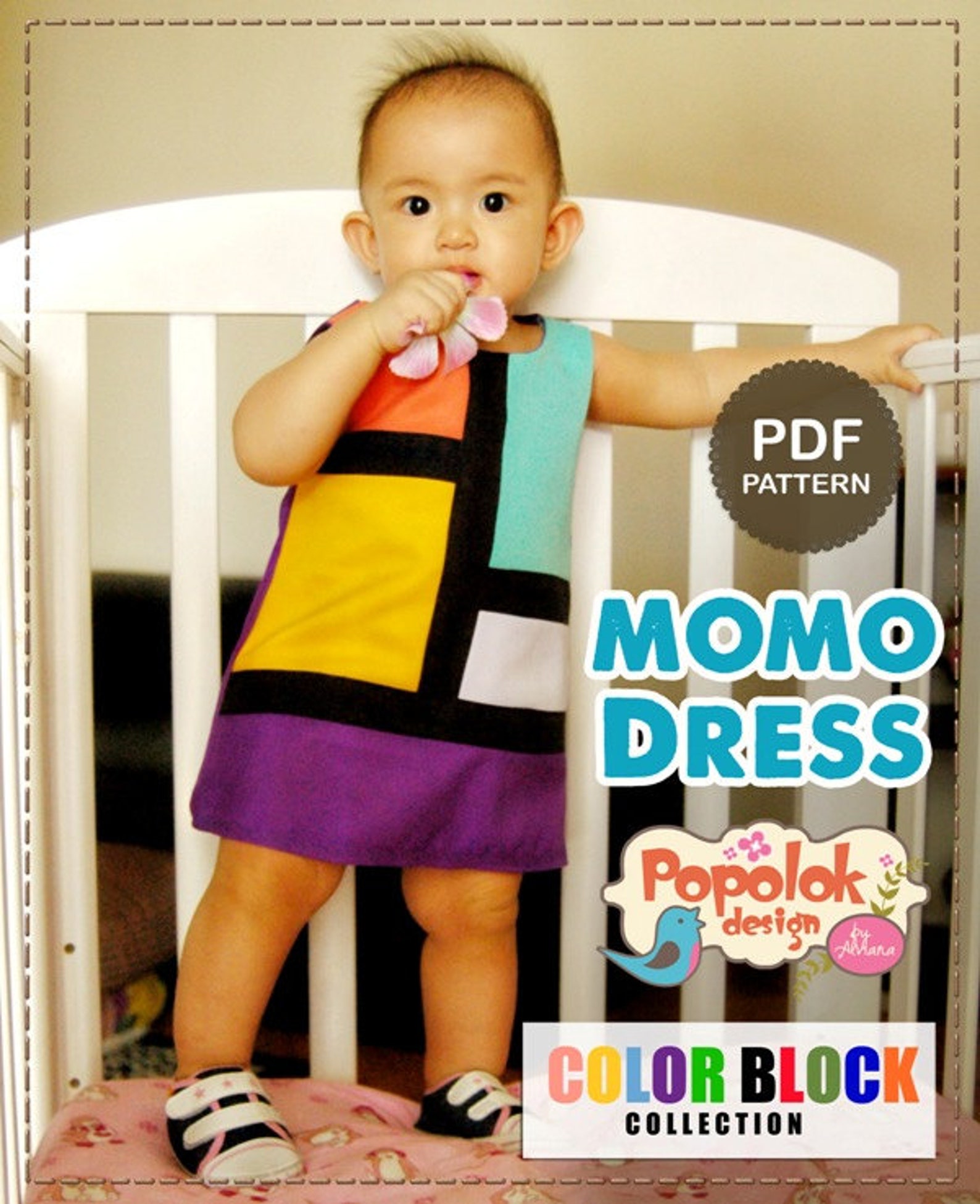 MOMO Dress PDF Pattern & Tutorial - Color Block Girl Dress - 8 Sizes ...