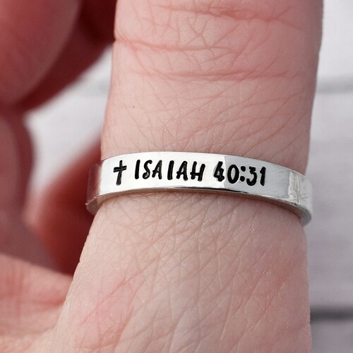 Scripture Ring Bible Verse Ring Stacking Ring Silver | Etsy