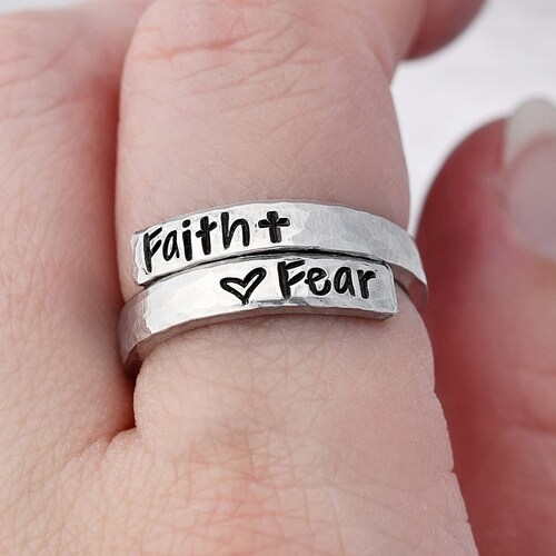 Personalized Wrap Ring Custom Ring Faith Over Fear Adjustable - Etsy
