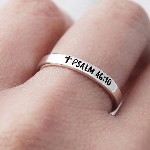 Bible Verse Ring Scripture Ring Stacking Ring Silver - Etsy