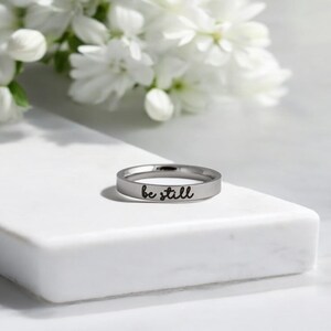 Be Still Ring, Silver Rose Gold, Custom Ring, Personalize Ring for ...