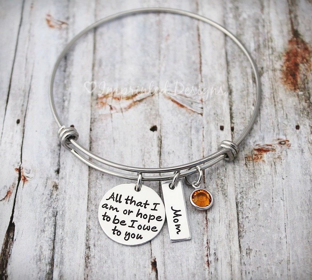 Charm Bracelet Gift for Mom Wire Bangle Mother's Day | Etsy