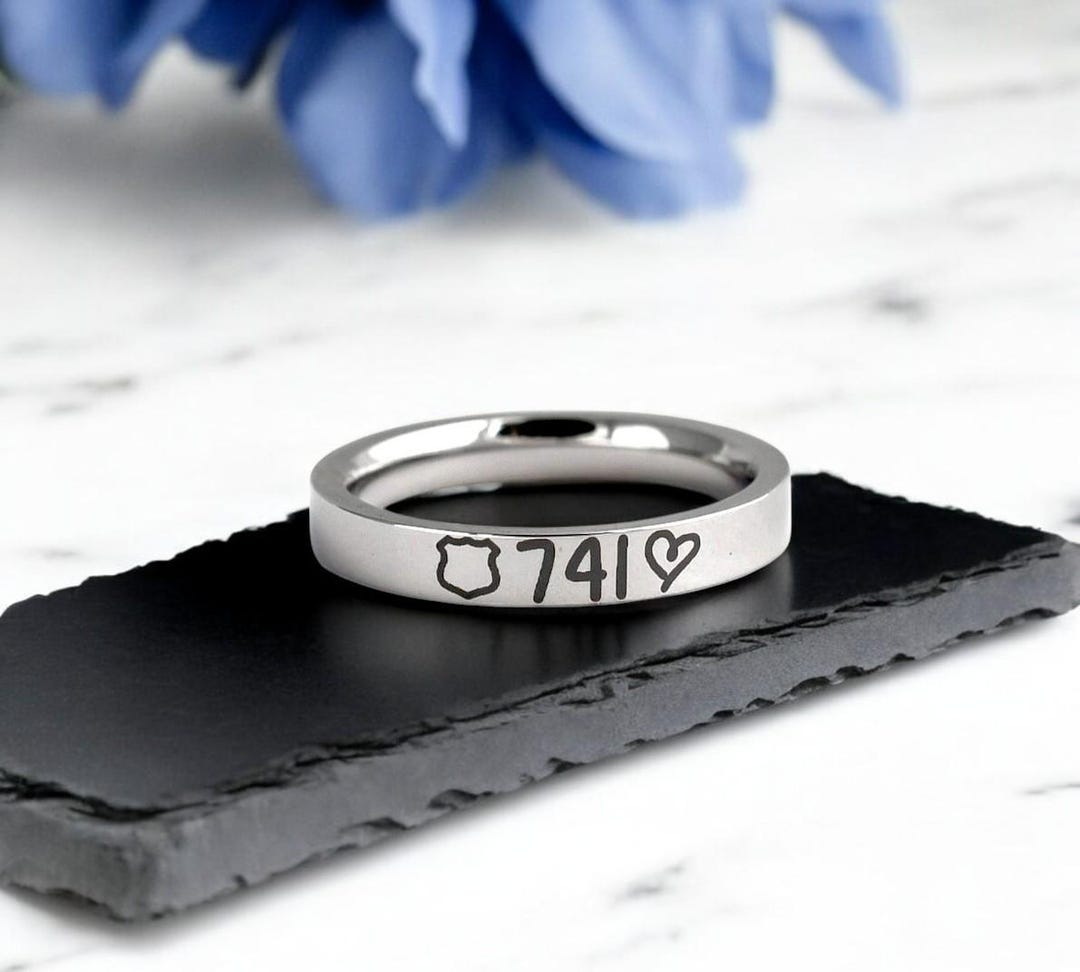 Police Officer Ring - Stacking - Badge Number - Mrs. - Police Wife ...