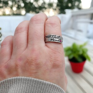 Personalized Memorial Ring, Stacking Ring, Loss of a Loved One, Angel ...