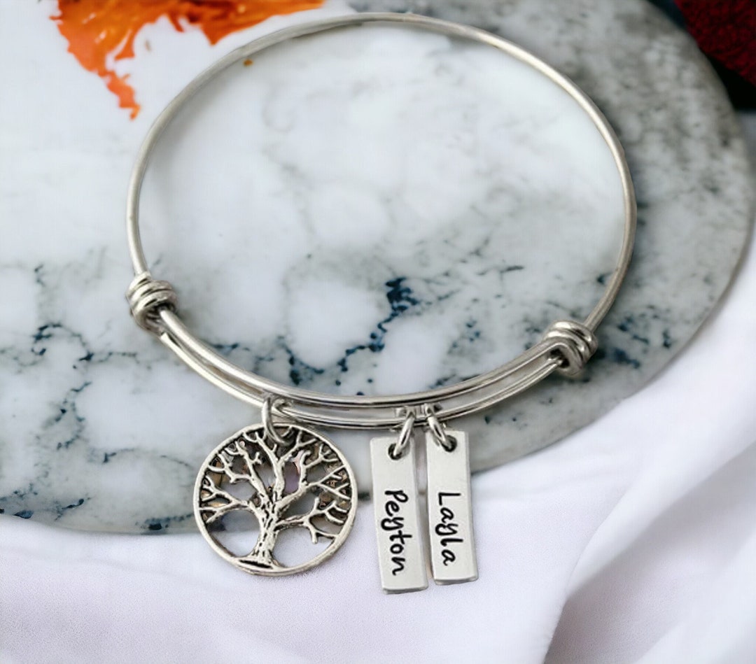 Family Tree Bracelet Personalized Bracelet Tree of Life Bangle Kids ...