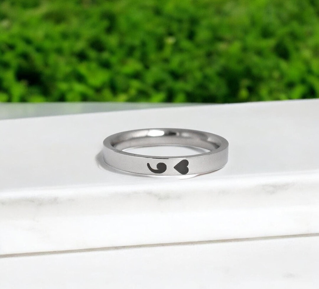 Heart Semicolon Ring, Silver, Gold, Rose Gold, Survivor Jewelry ...