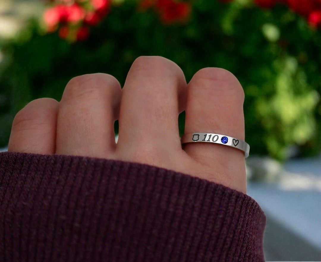 Police Wife Ring, Police Officer Jewelry, Custom Badge Number, Gift for ...