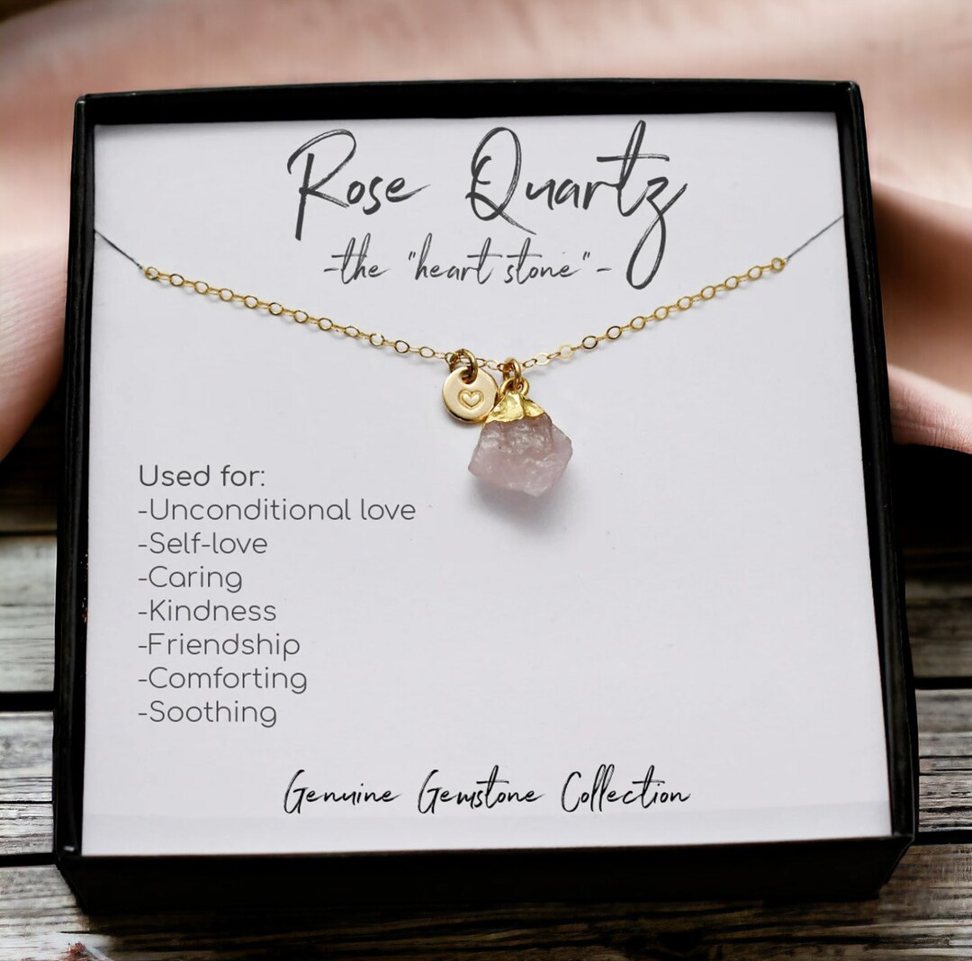 Real Rose Quartz Necklace, Natural Crystal Gemstone, 14K Gold-filled ...