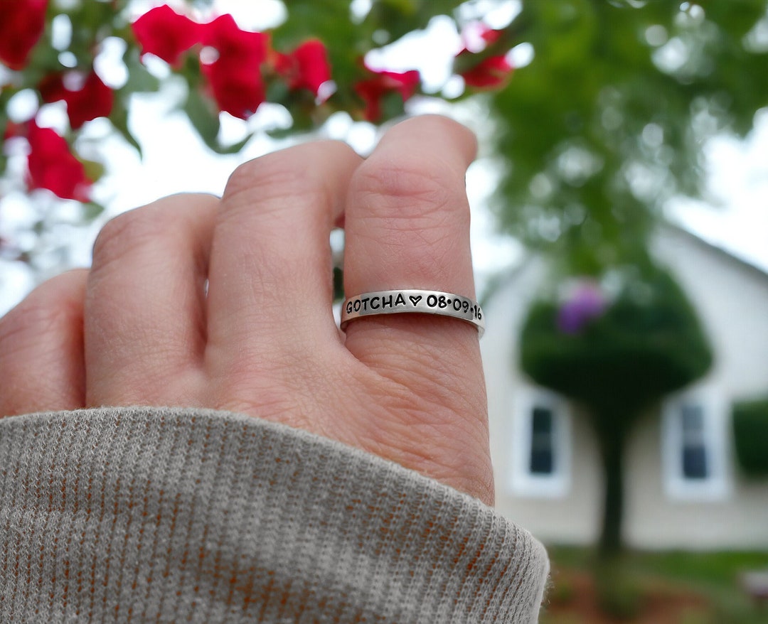 Stacking Ring Adoption Date Gotcha Day Jewelry Dainty Skinny Ring ...