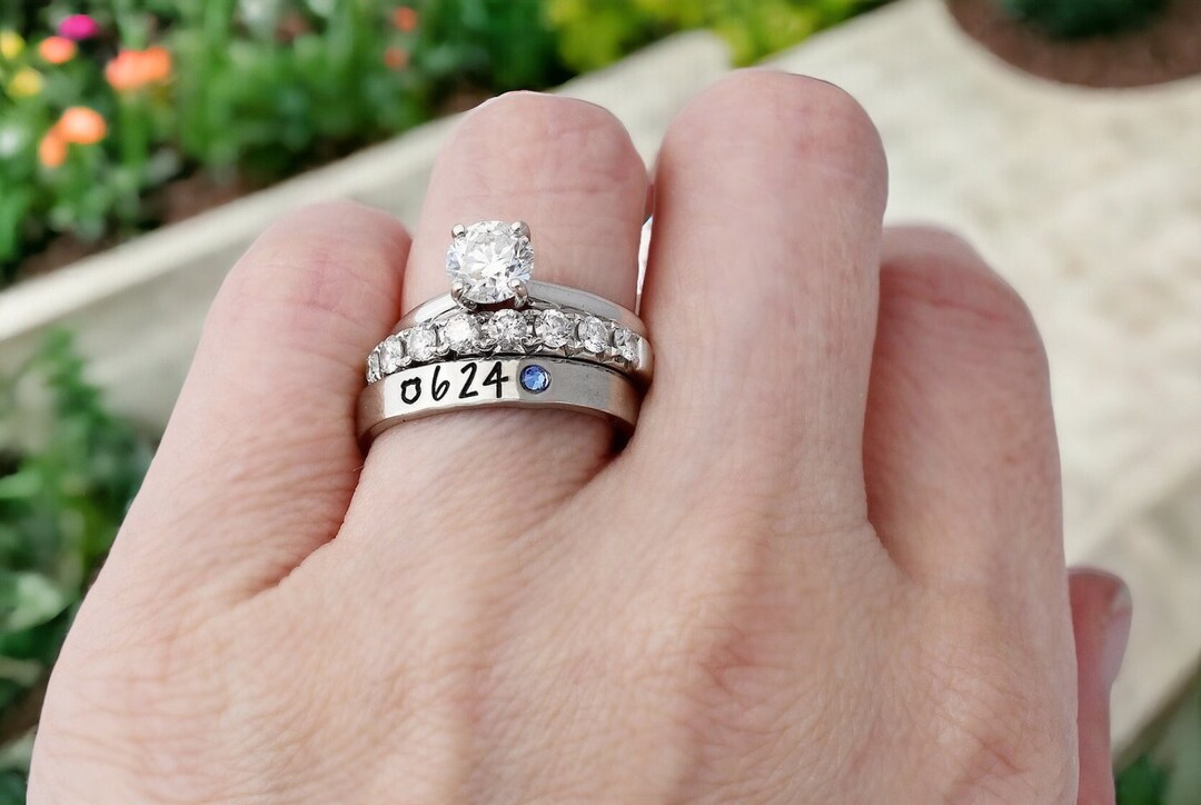 Police Officer Ring Stacking Badge Number Mrs. Police Wife Jewelry ...