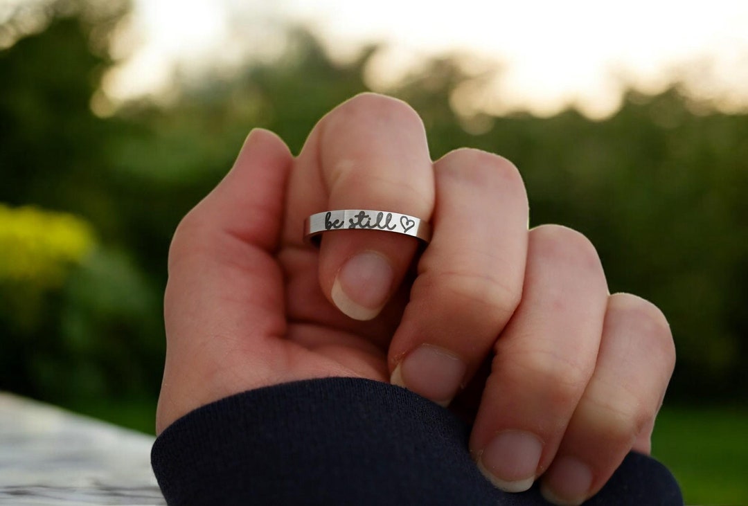 Be Still Ring, Silver Rose Gold, Custom Ring, Personalize Ring for ...